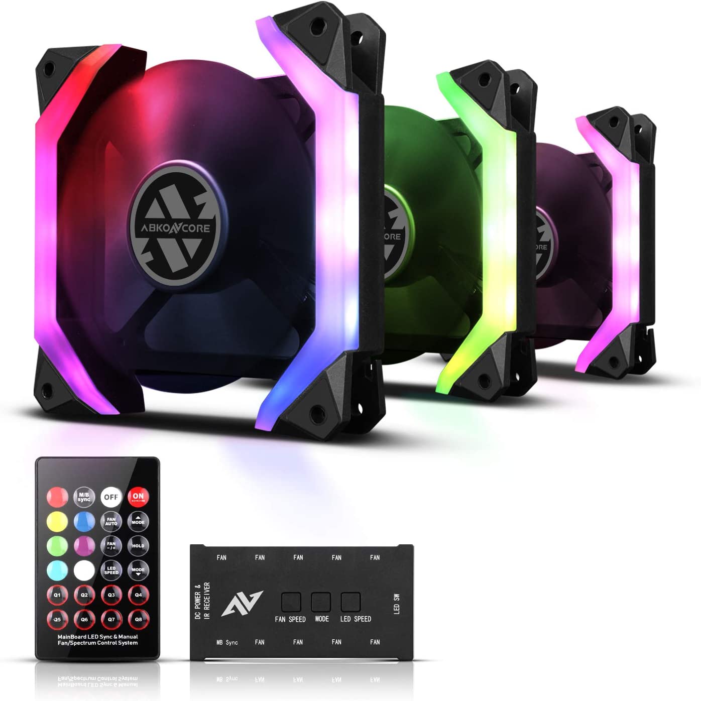 ABKONCORE SP120 RGB Fans, 3 Pack 120mm Computer Fans, Unique Spider ...